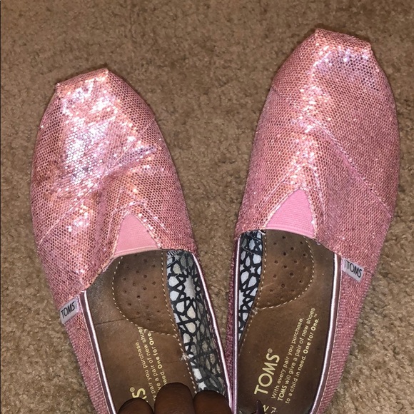 Toms | Shoes | Pink Glitter Loafers | Poshmark